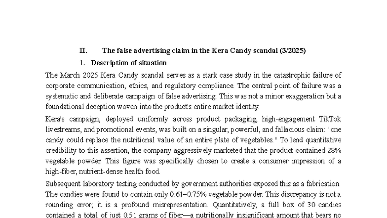 Kera Candy Scandal: A Case Study on False Advertising (3 2025) - Studocu