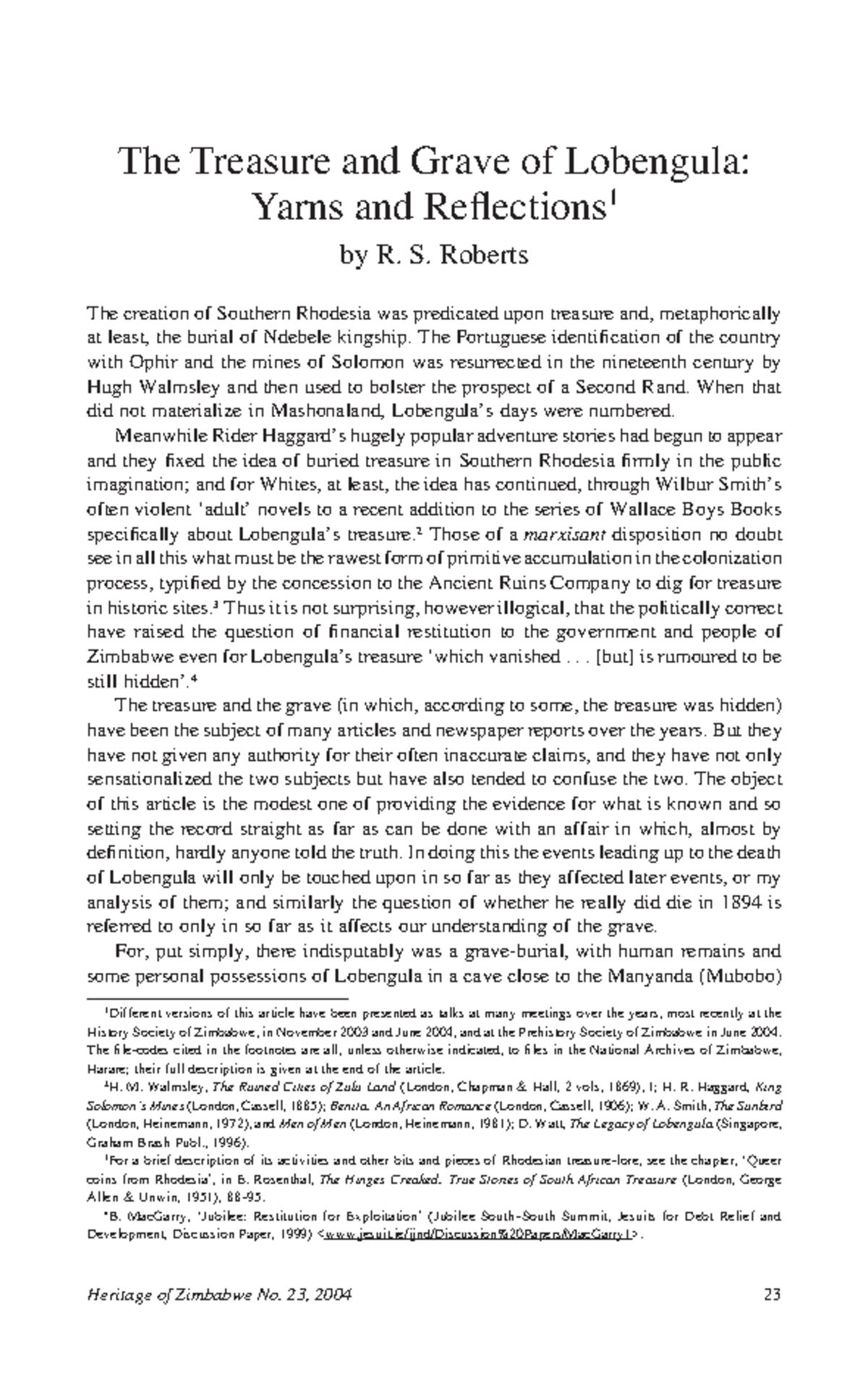 Lobengula's Treasure: Myths and Truths in Southern Rhodesia's History ...