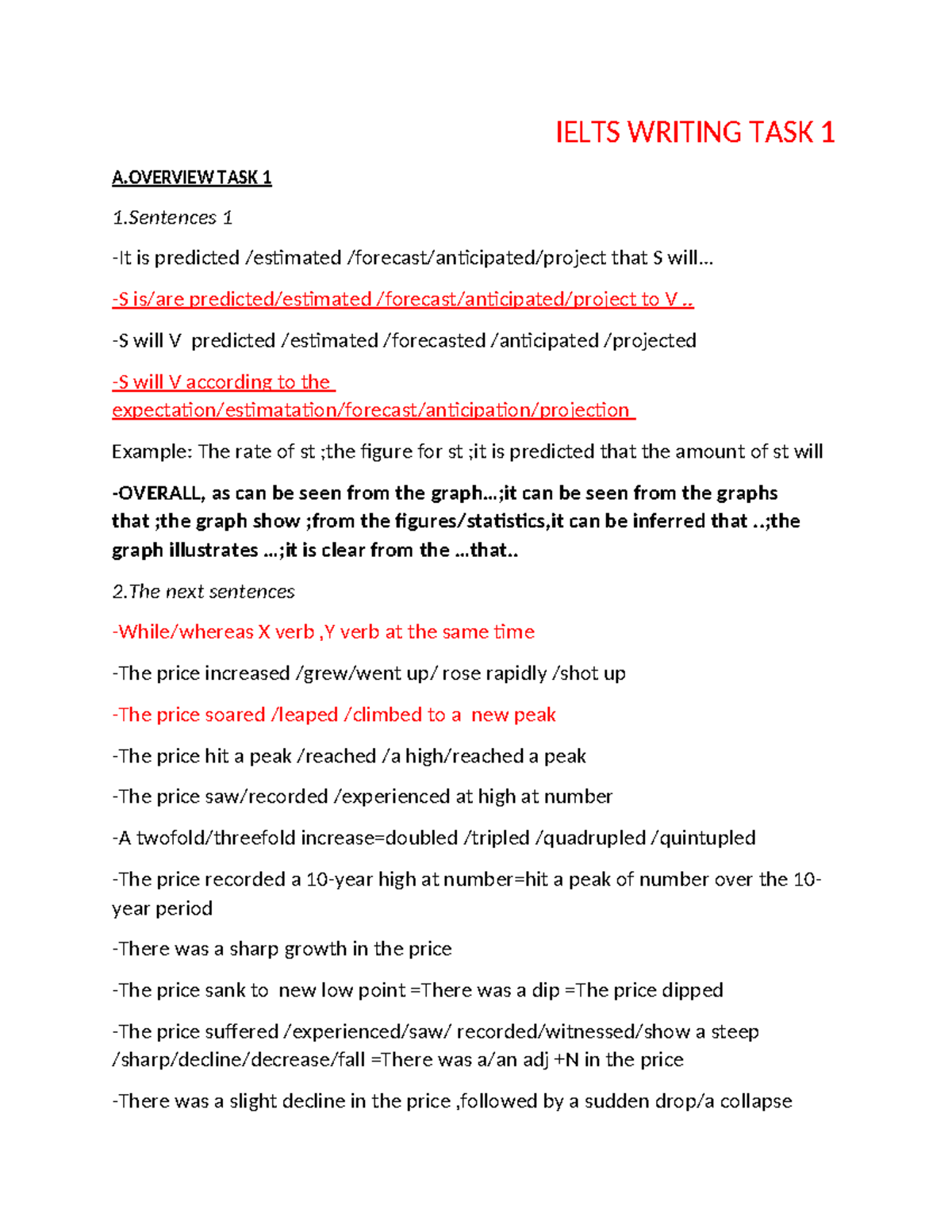 Ielts Writing TASK 1 - IELTS WRITING TASK 1 A TASK 1 1 1 -It is predicted /estimated - Studocu