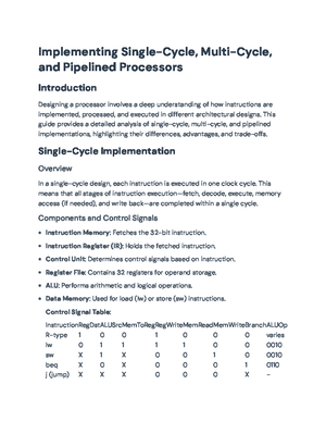 Processor Control and Performance Overview for CS 101 Final Exam ...