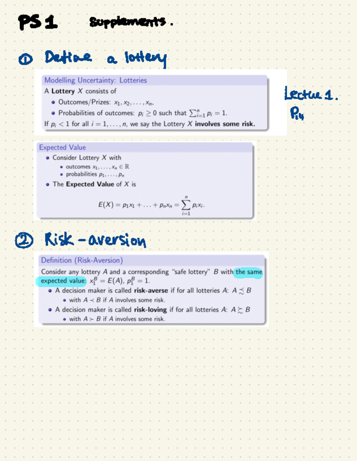 ECON0029 Final Exam: Combined Tutorial Notes on Risk and Utility - Studocu