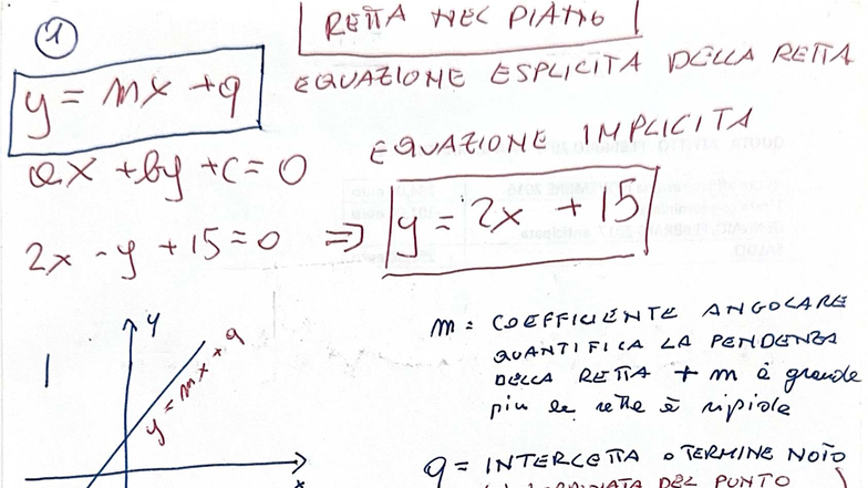 Equazione Implicita e Esplicita delle Retta - Matematica 101 - Studocu