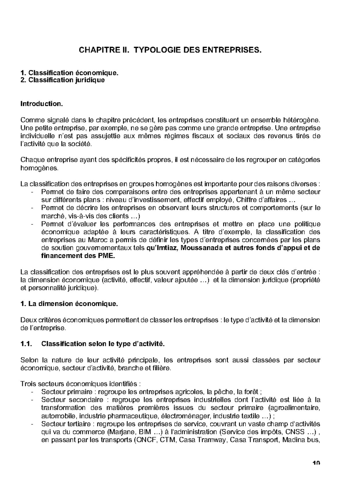 Chapitre 2. Typologie des Entreprises - Classification Économique et ...