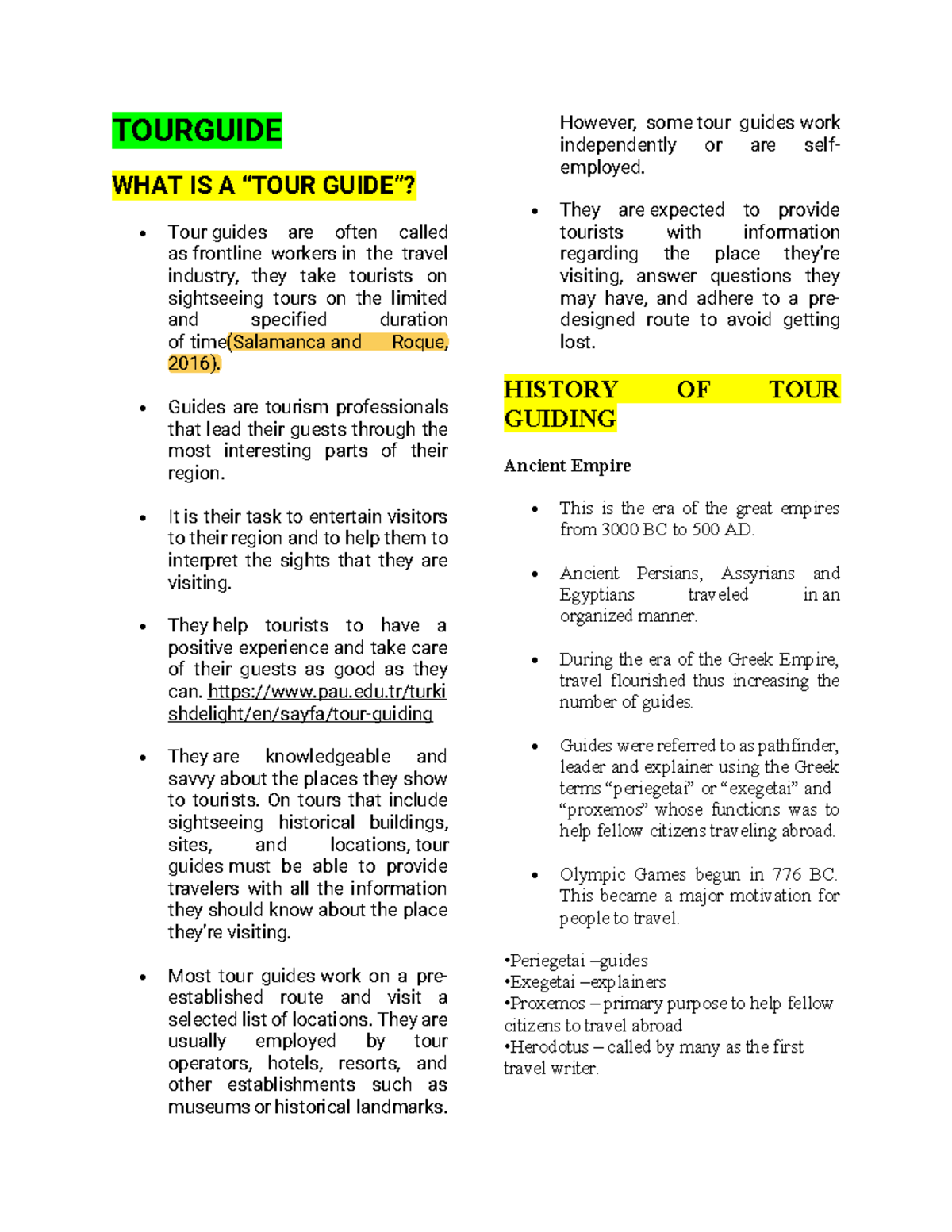 Tourguiding- Prelim - TOURGUIDE WHAT IS A “TOUR GUIDE”? Tour guides are ...