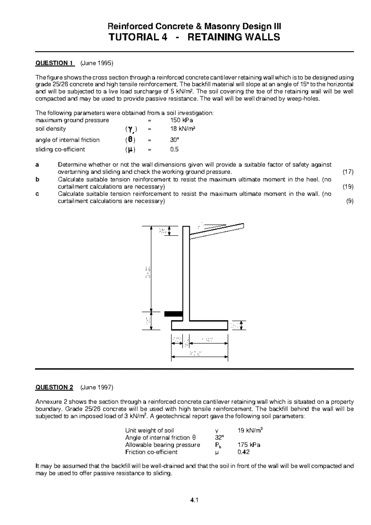 Reinforced Concrete Masonry Design: Tutorial 4 - Retaining Walls ...