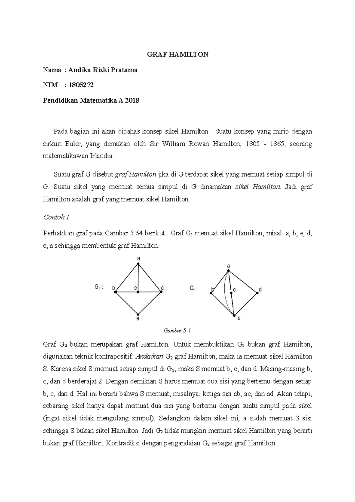Rangkuman Materi Graf Hamilton dalam Pendidikan Matematika A 2018 - Studocu