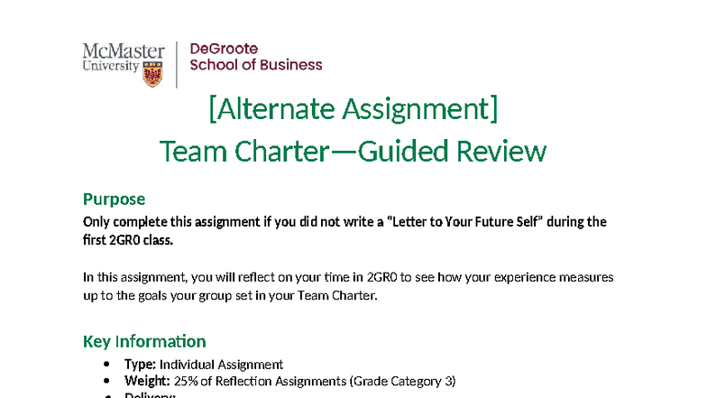 2GR0 - Individual Reflection on Team Review and Goals - Studocu