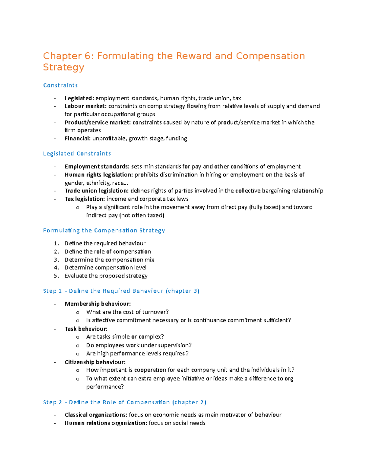 Chapter 6 - Formulating Reward & Compensation Strategies in HR - Studocu