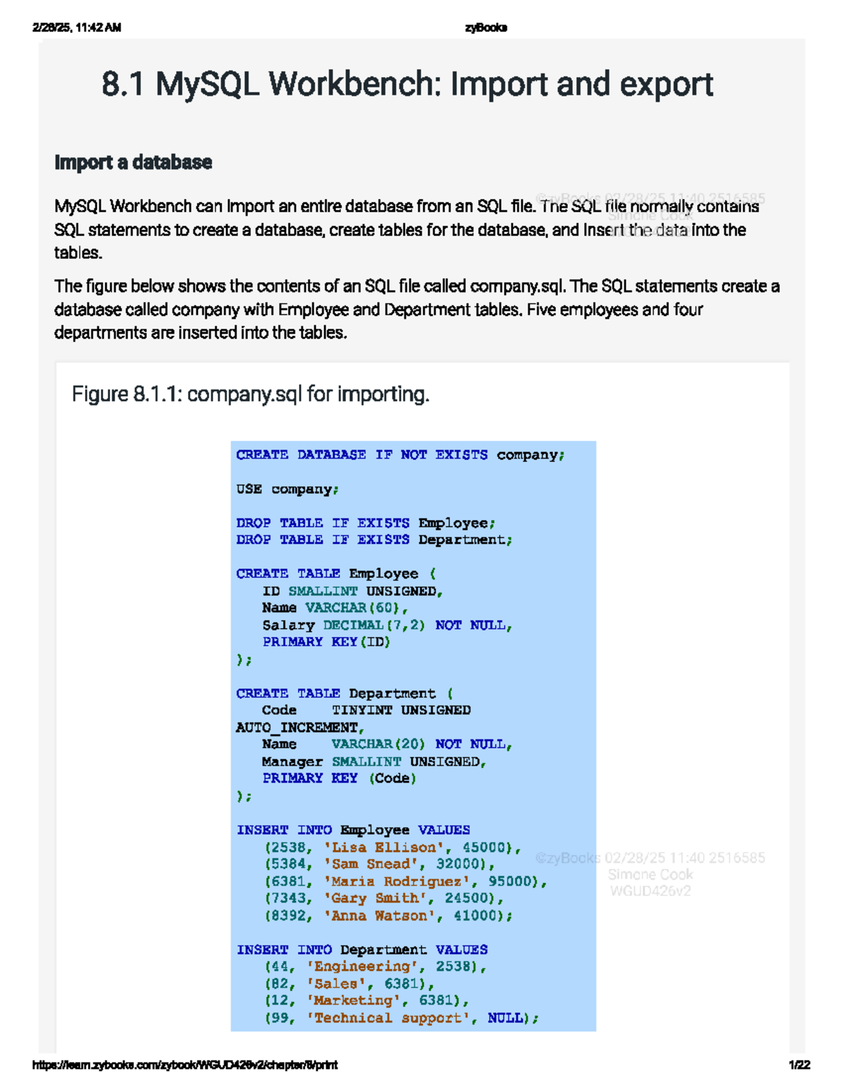MySQL Workbench: Import & Export Database Guide (WGUD426v2) - Studocu