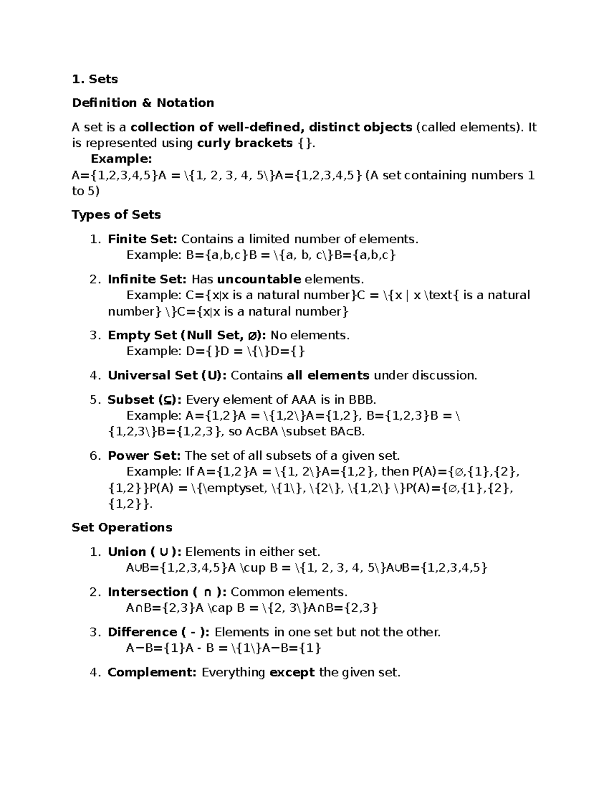 Mathematics in the Modern World - Sets Definition & Notation A set is a ...