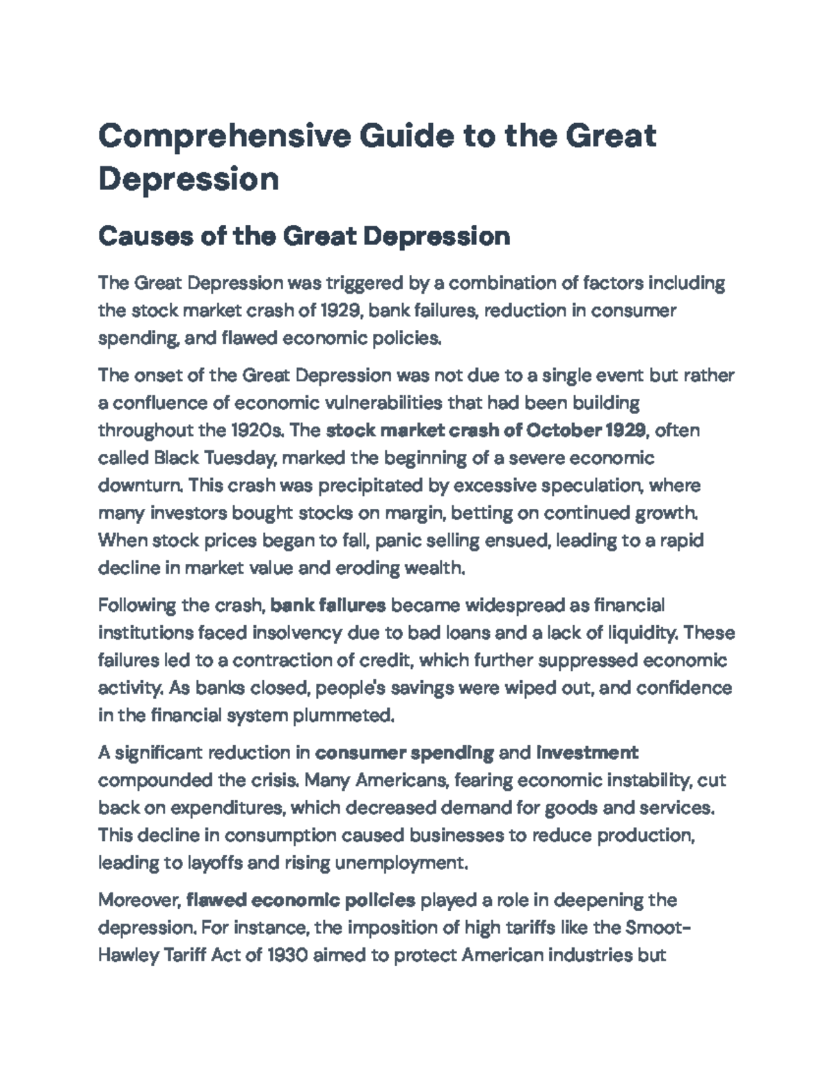 Comprehensive Guide to the Great Depression: Causes, Effects & Reforms ...