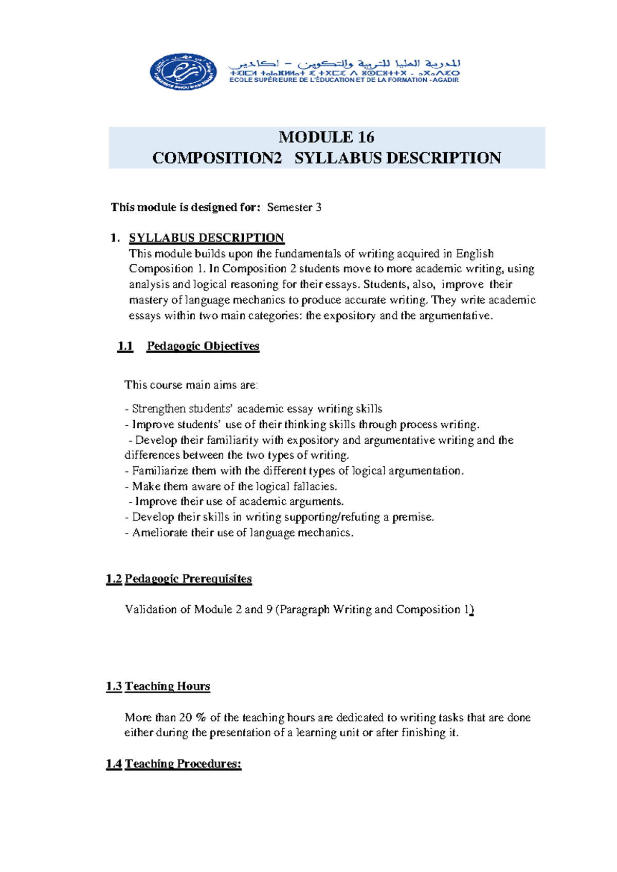 Composition 2 (S3 Anglais) - Academic Writing and Argumentation Skills ...