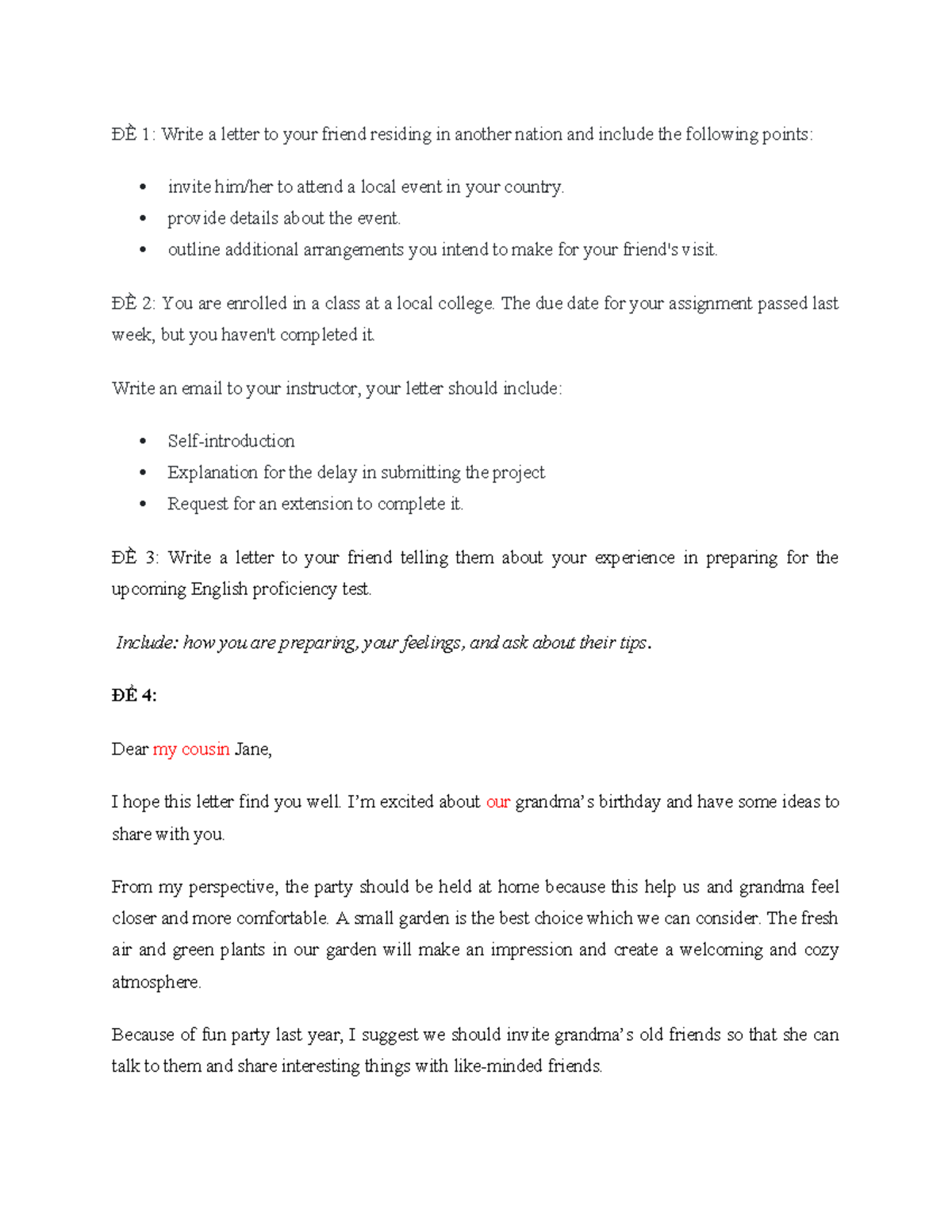 Writing TART 1 - A Letter: Tips and Examples for Various Scenarios ...
