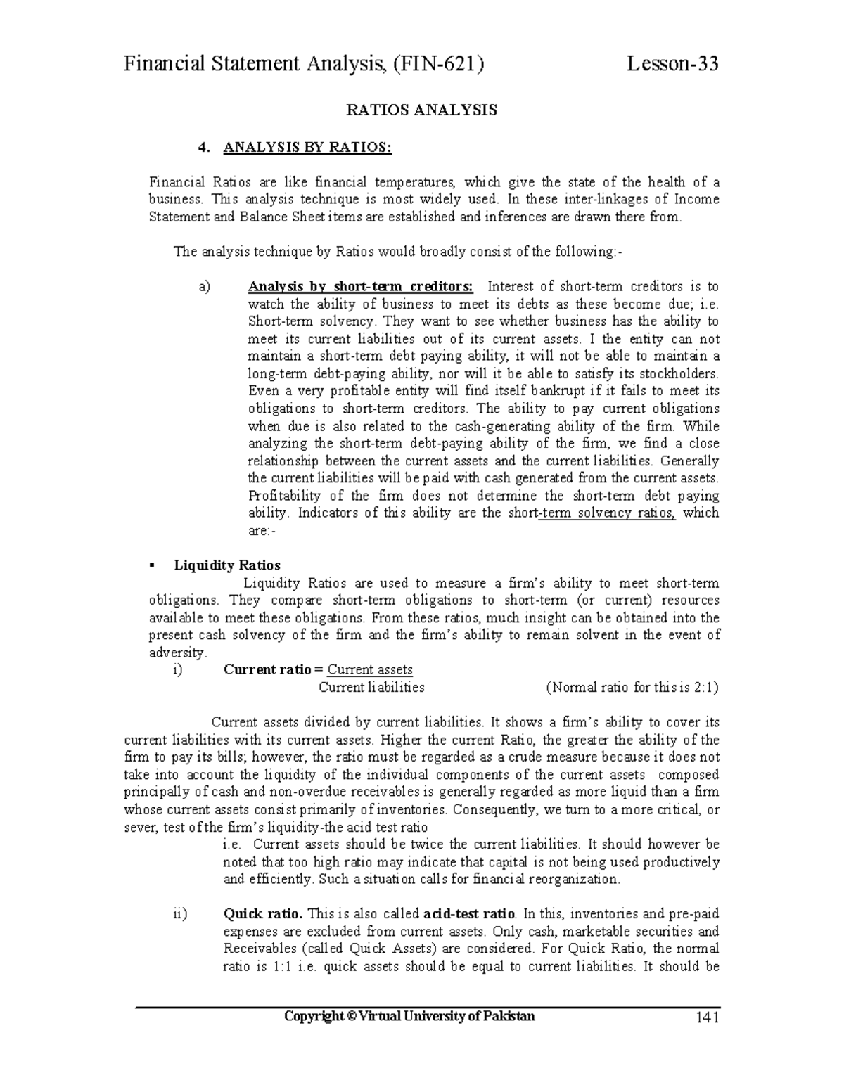 Financial Statement Analysis: Key Ratios Explained (RATIOS ANALYSIS) - Studocu
