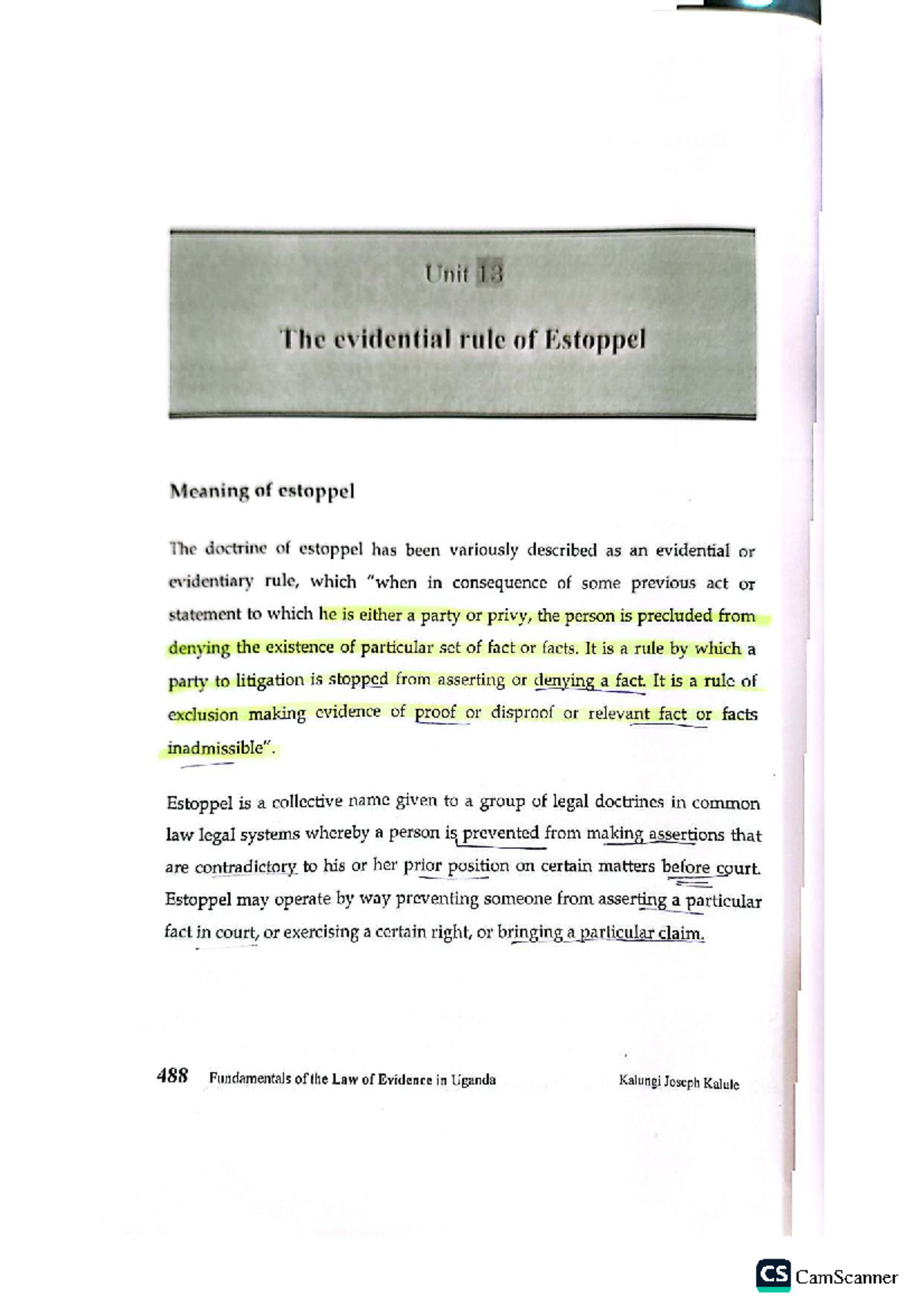 Estoppel: Understanding Its Role in Legal Evidence (LAW 488) - Studocu