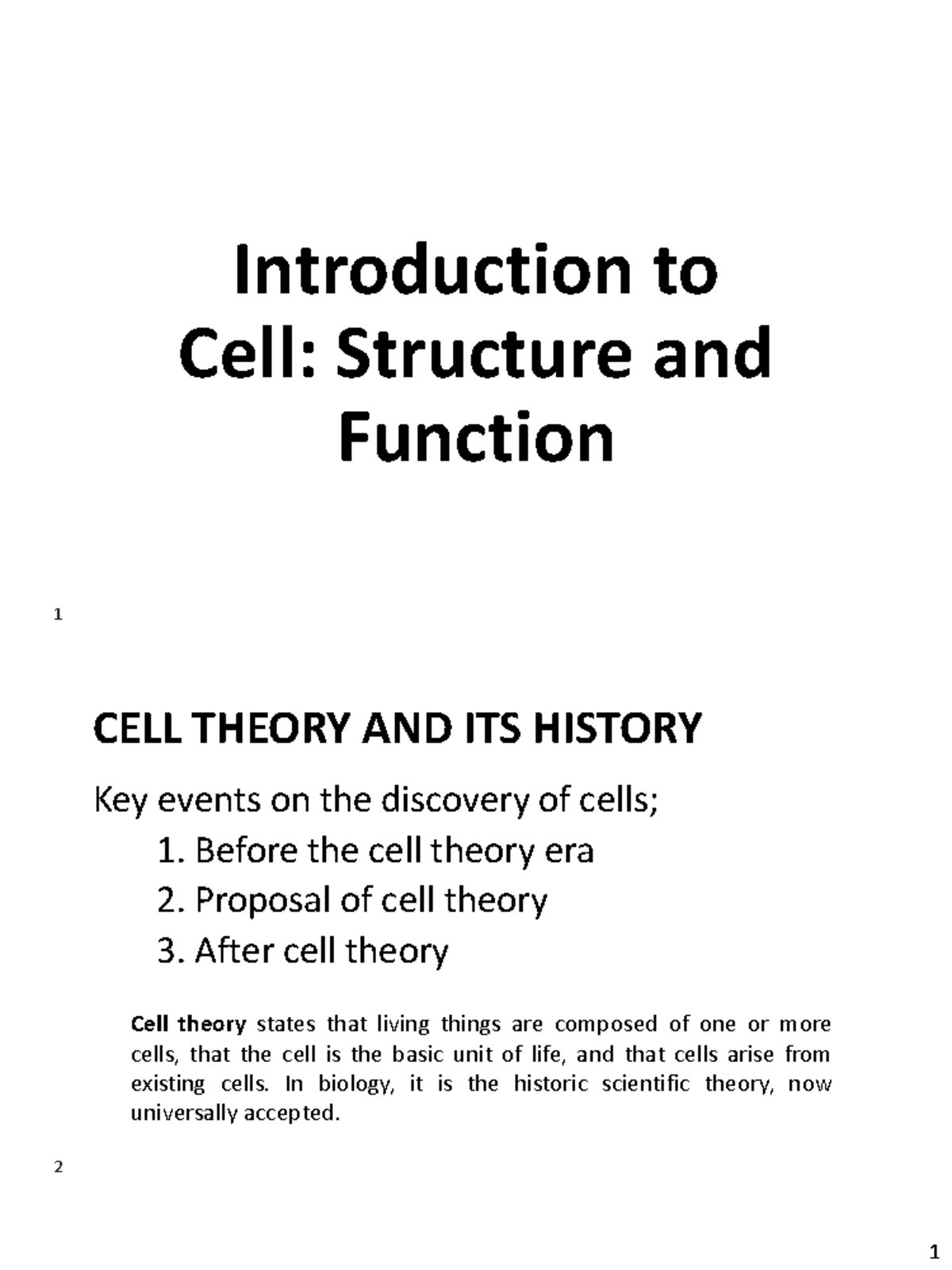 CELL 101: Introduction to Cell Structure and Function - Studocu
