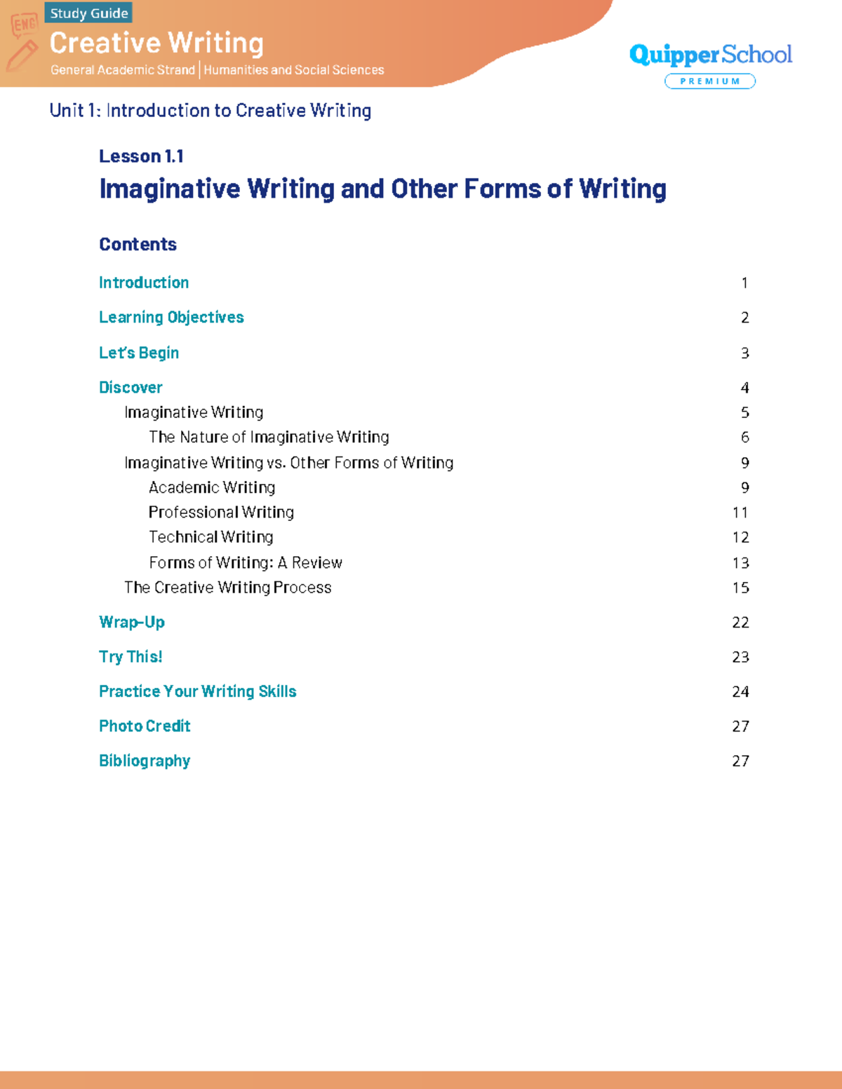 CRW11 12 Lesson 1: Exploring Imaginative Writing and Its Nature - Studocu