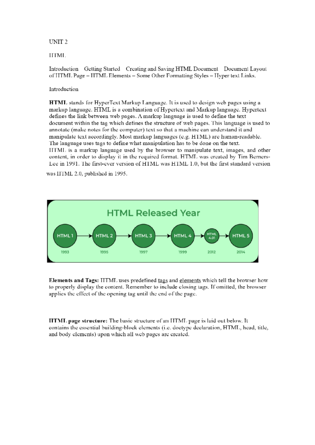 BCA 101: Intro to HTML - Structure & Elements Overview - Studocu