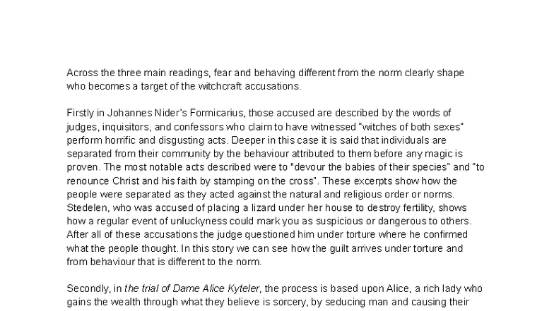 ML101 Tutorial 3 - Witchcraft Accusations and Fear Dynamics - Studocu