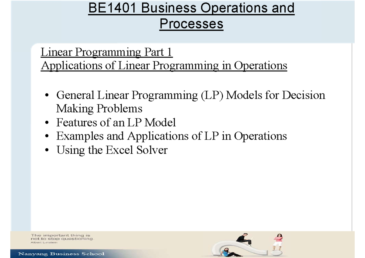 W7 Lecture Notes: Linear Programming Applications in Business ...
