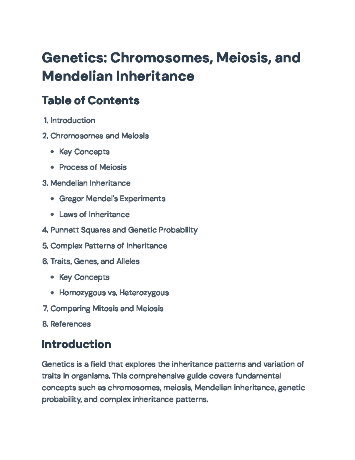 Genetics Overview: Chromosomes, Meiosis, and Mendelian Inheritance ...