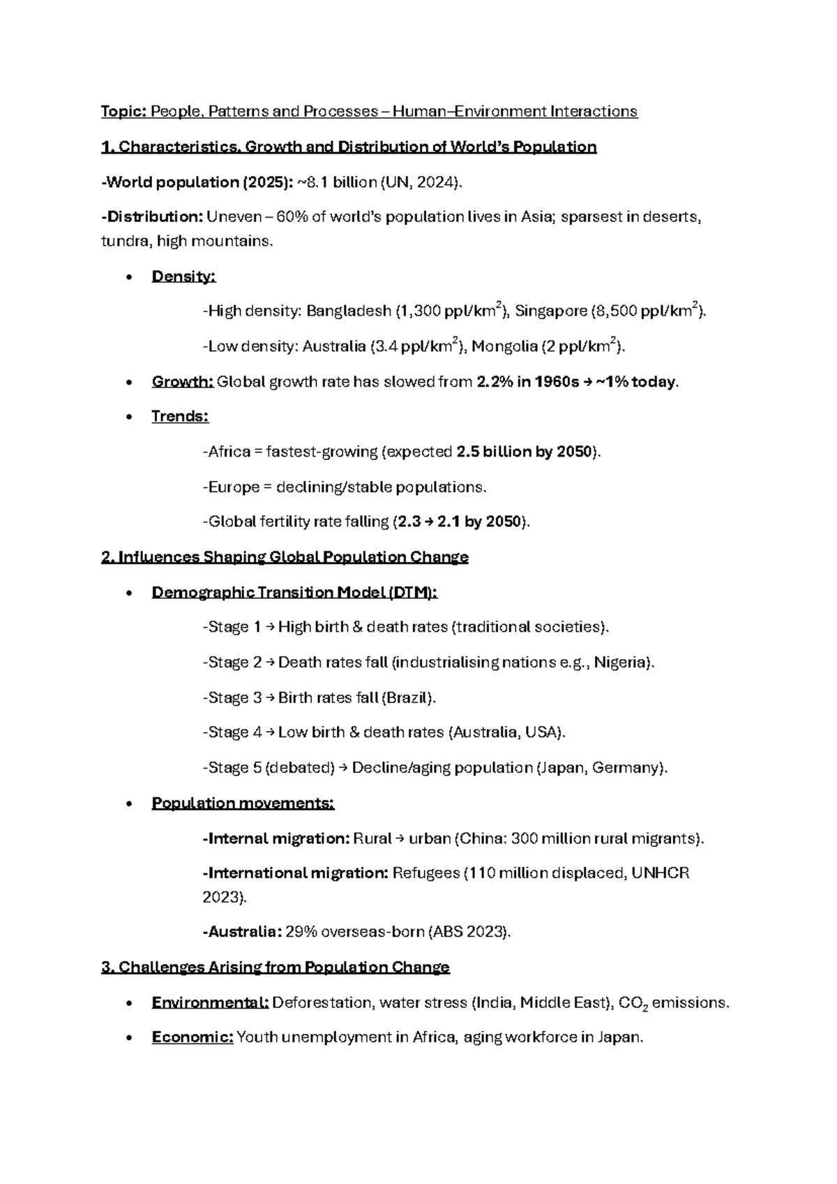 Prelim Geo Summary Notes: People, Patterns & Processes (2025) - Studocu