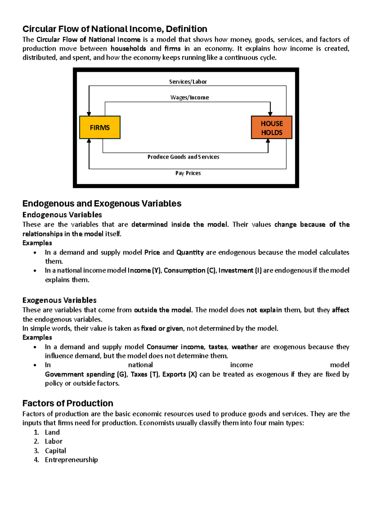 Ch # 3-1 Macroeconomics Notes: Circular Flow & Production Functions ...