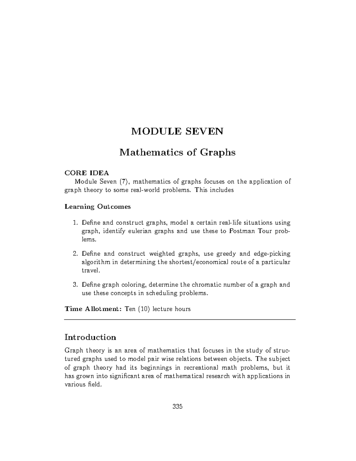MMW 51 - MMW 51 notes - MODULE SEVEN Mathematics of Graphs CORE IDEA ...