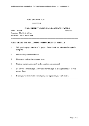 ENG FAL P1 GR 11 June Exam Memo 2019 - Ekurhuleni North District ...