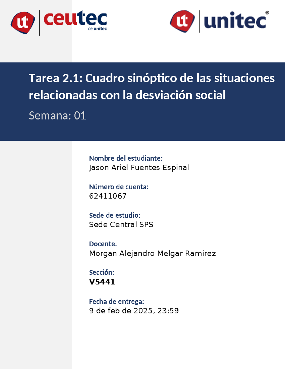 Portada - Sociología - Nombre del estudiante: Jason Ariel Fuentes ...
