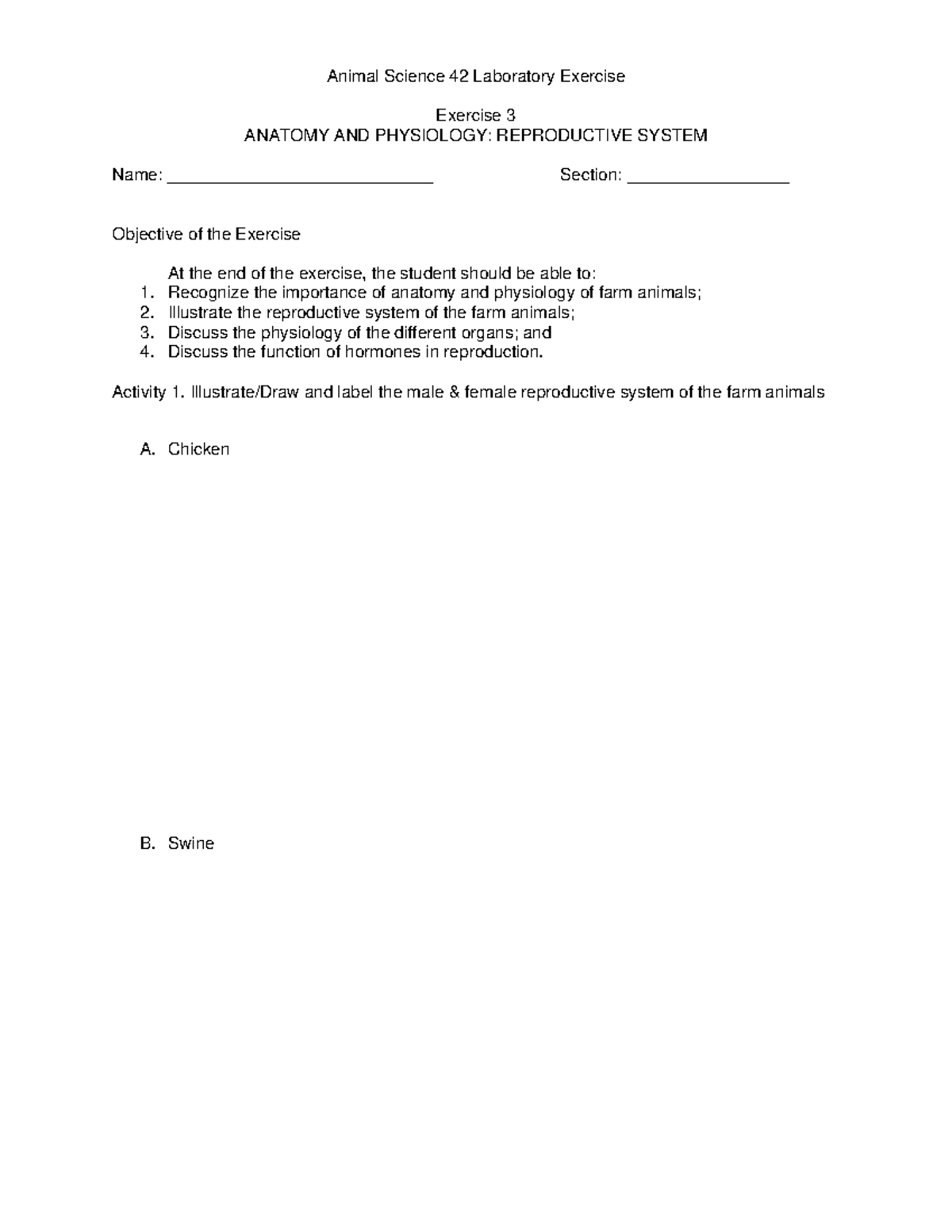 Laboratory exercise animal science Anatomy AND Physiology Reproductive ...