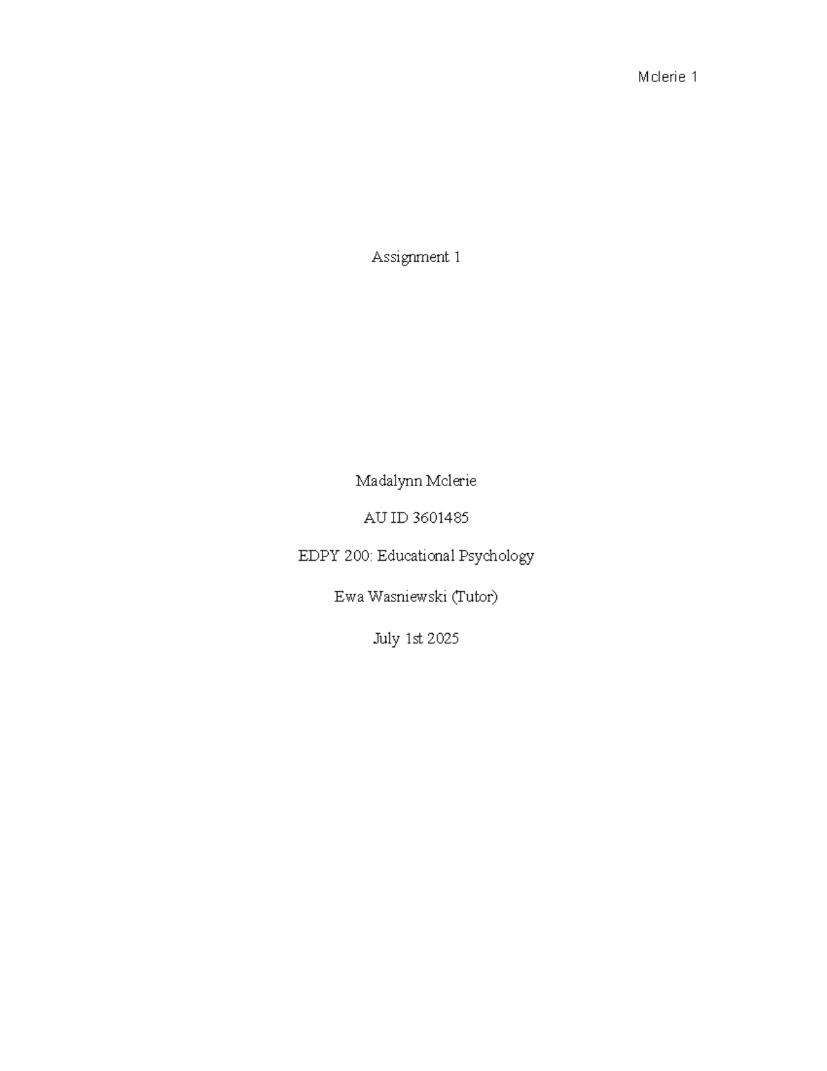 EDPY 200: Assignment 1 - Cheating and Autism in Education - Studocu