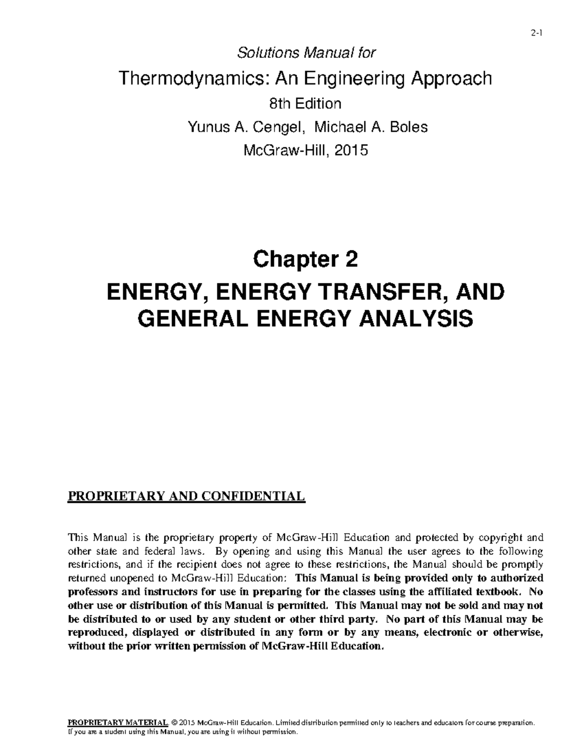 Solutions Manual for Thermodynamics (ENGR 202) - 8th Edition by Cengel ...