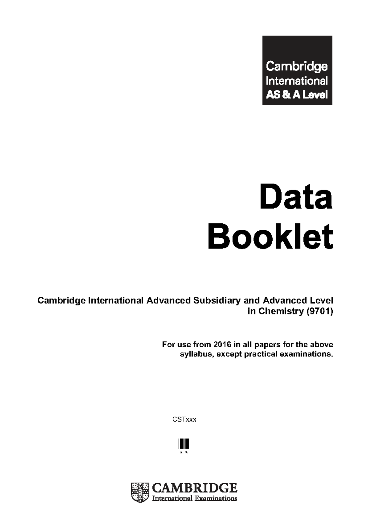 Chemistry Data Booklet (9701) - Cambridge Revised Syllabus - Studocu