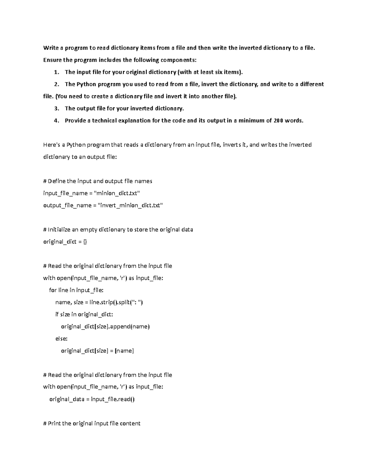 Programming Assignment U8: Inverting a Dictionary in Python - Studocu