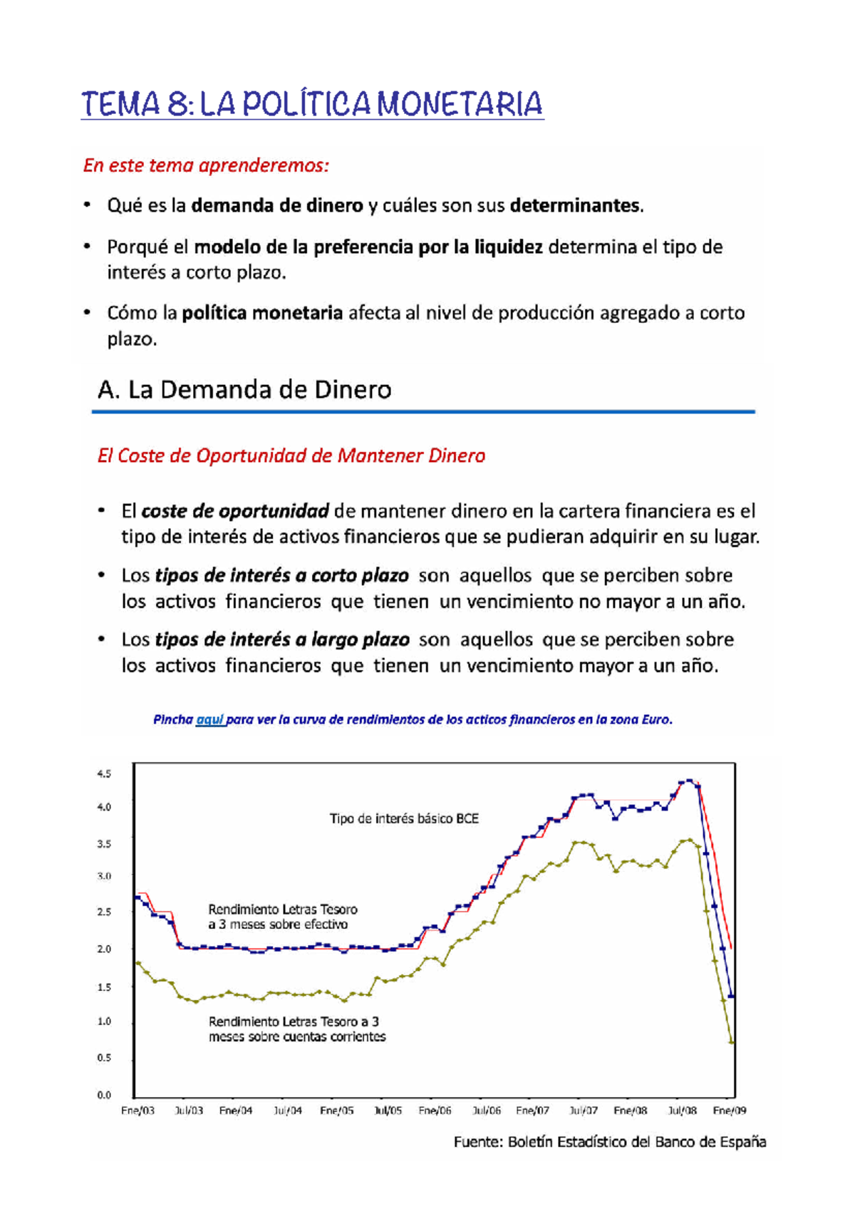 Macro: TEMA 8 - Política Monetaria y Demanda de Dinero - Studocu