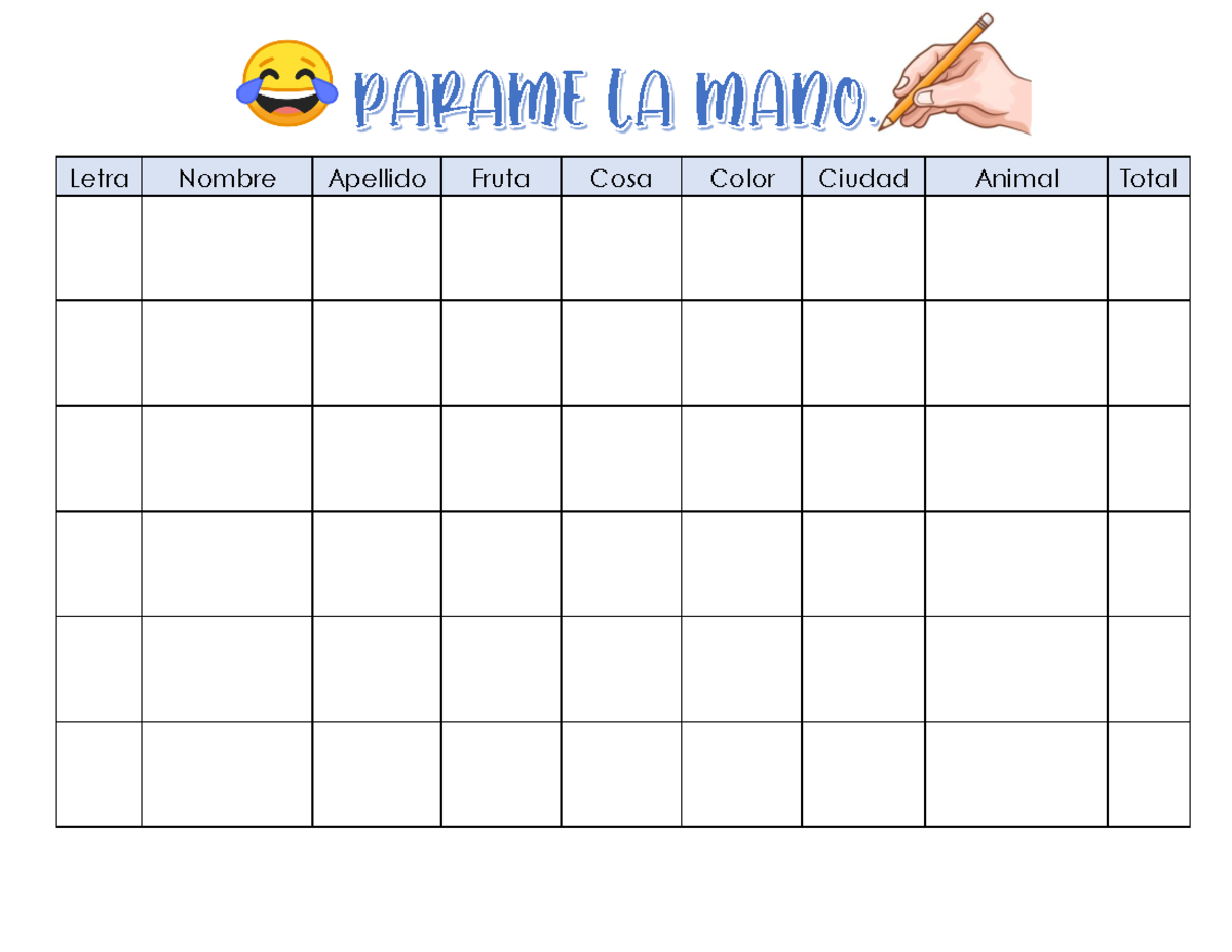 Parame LA MANO - Para realizar actividad cognitiva - Lenguaje Y ...