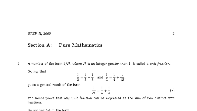 STEP II Pure Mathematics & Mechanics Past Paper Analysis - Studocu
