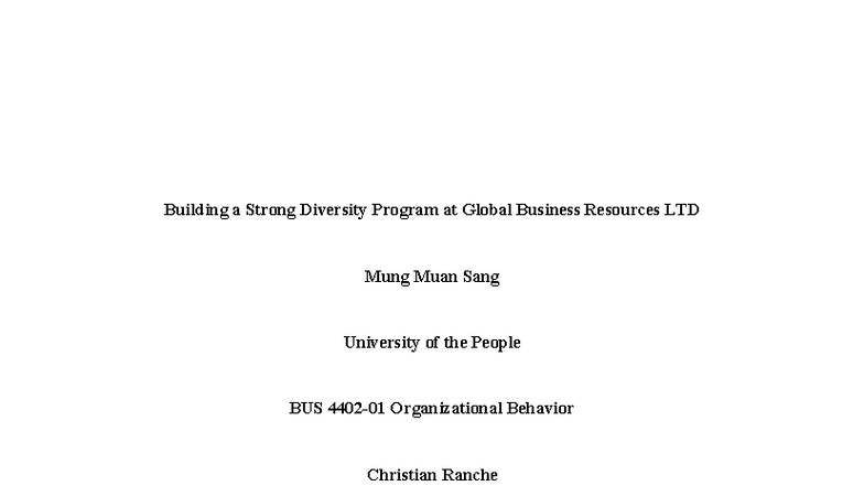 WA2 BUS 4402-01: Diversity Program Recommendations for Global Business ...