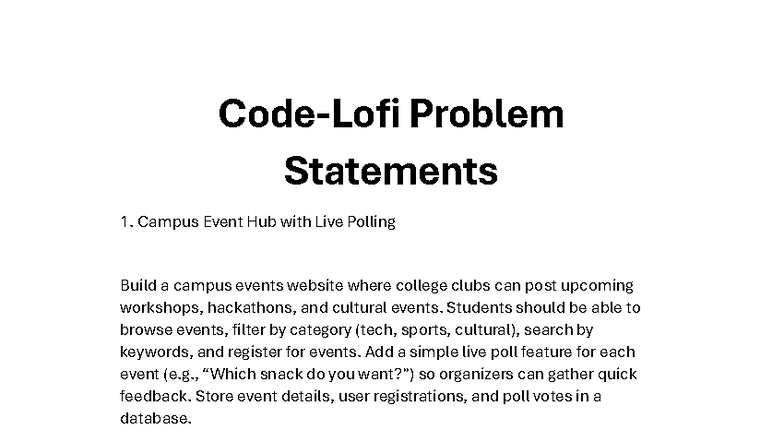 Code-Lofi Project Problem Statements: Event Hub, Tracker & Lost Found ...