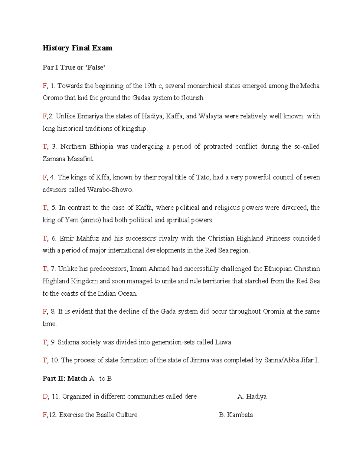 History 044721 - Final Exam Questions and Answers Overview - Studocu