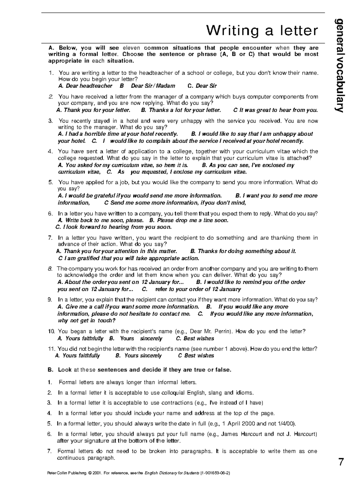 Writing Letter Skills: Formal Letter Situations and Responses - Studocu