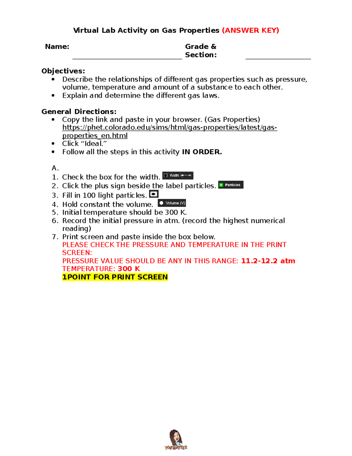Gas Properties Virtual Lab Activity (ANSWER KEY) - Detailed Analysis ...