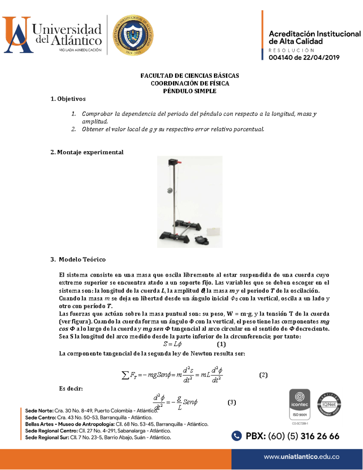 Péndulo Simple - Experimento y Análisis de Datos 2024 - Studocu