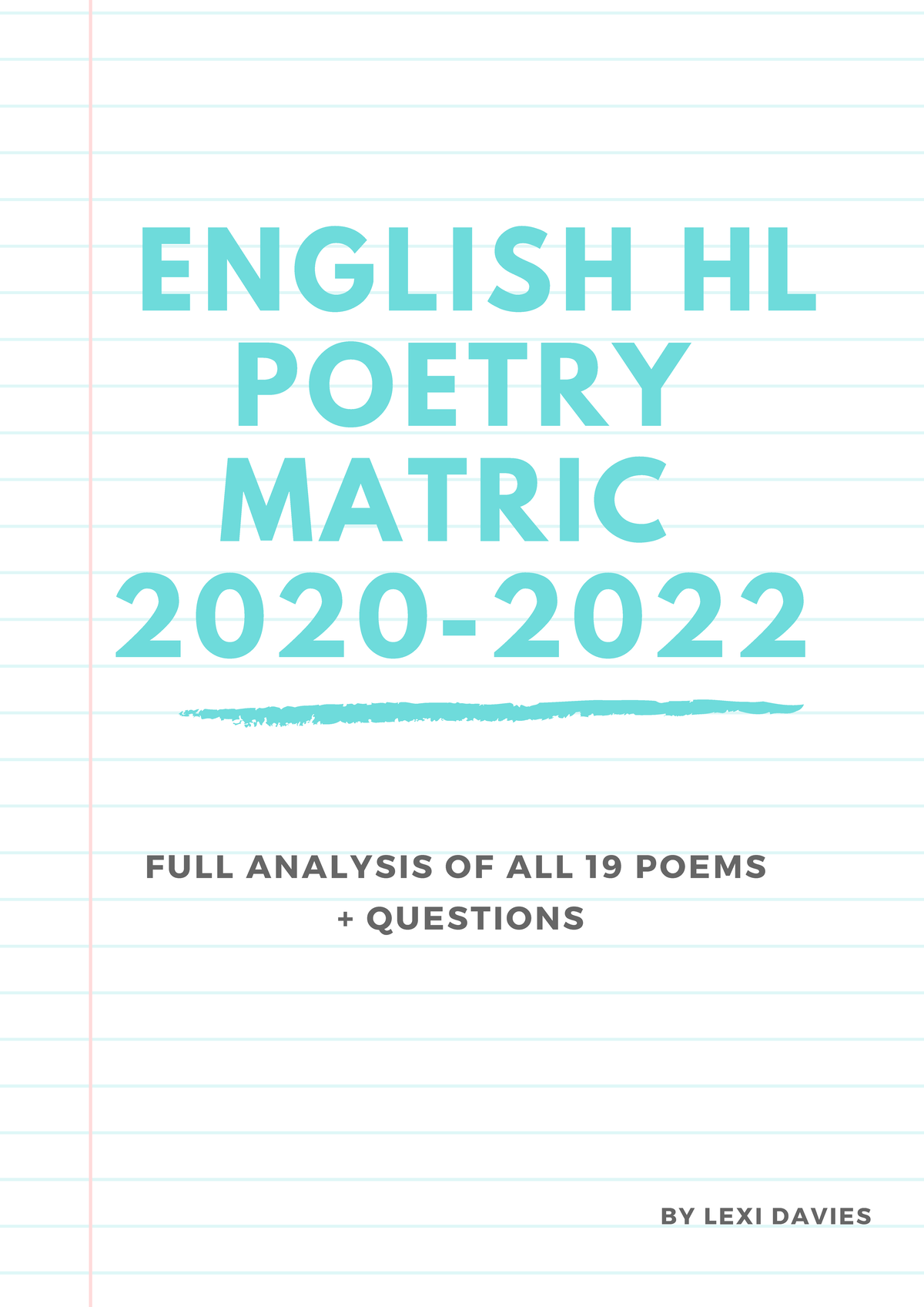 Matric IEB poetry syllabus 2020-2022 - Wits University - Studocu