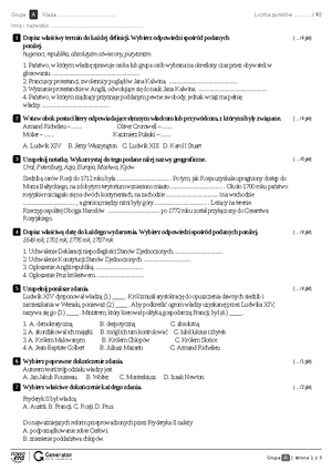 Klasa 4 BS KMF-zał - Test sprawdzający umiejętność czytania ze ...