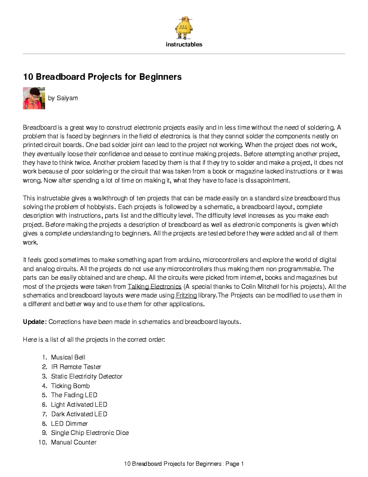 10 Easy Breadboard Projects for Beginners: Arduino & Electronics Guide ...