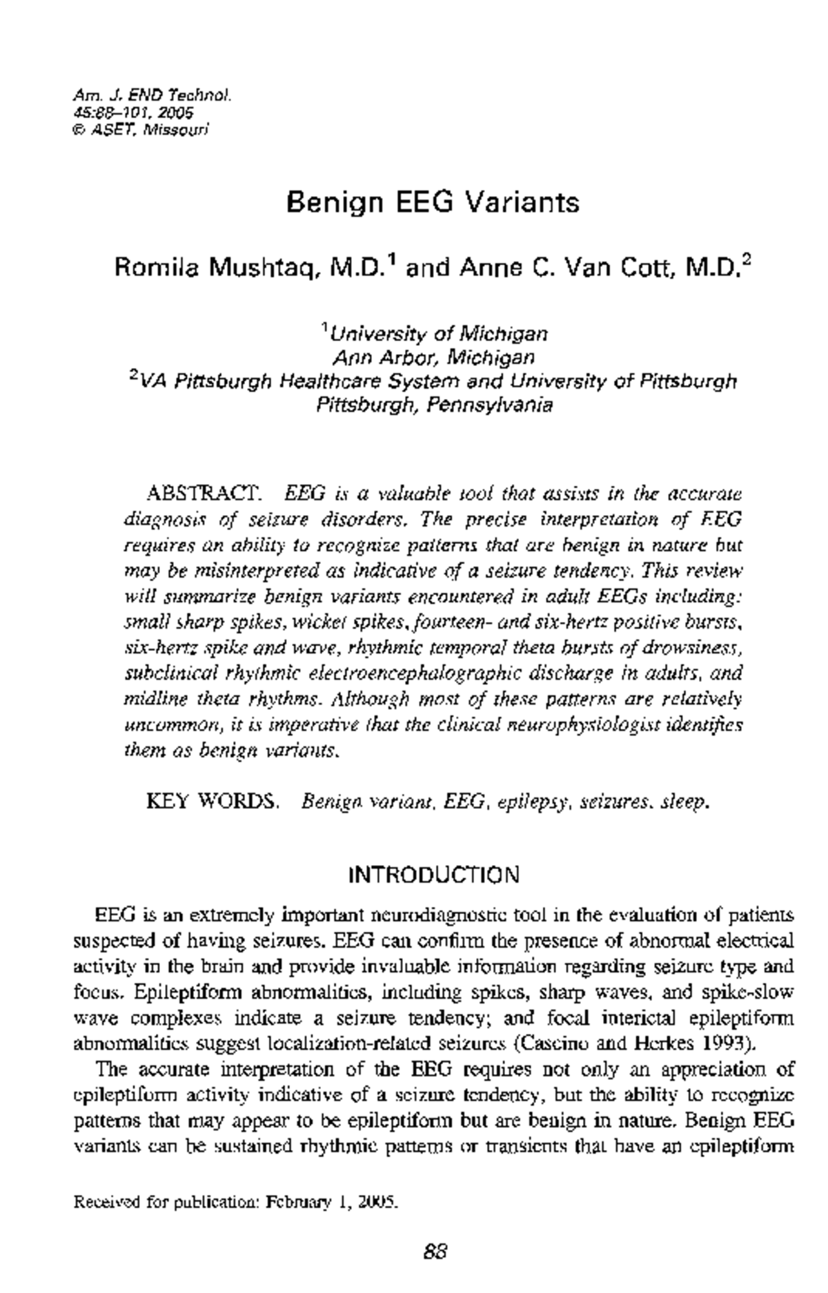 END202-07 Review of Benign EEG Variants in Adults and Adolescents - Studocu