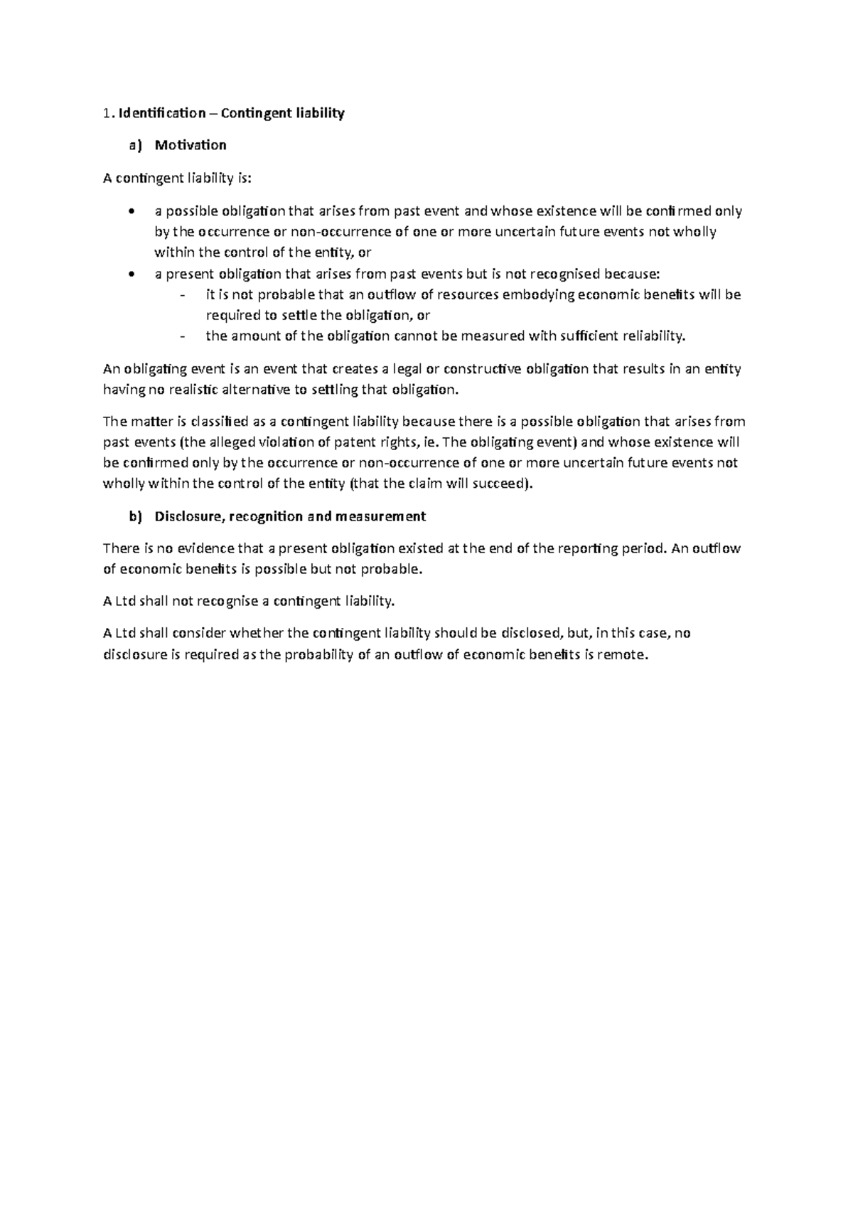 Tutorial 1 - Suggested Solution on Contingent Liabilities - Studocu