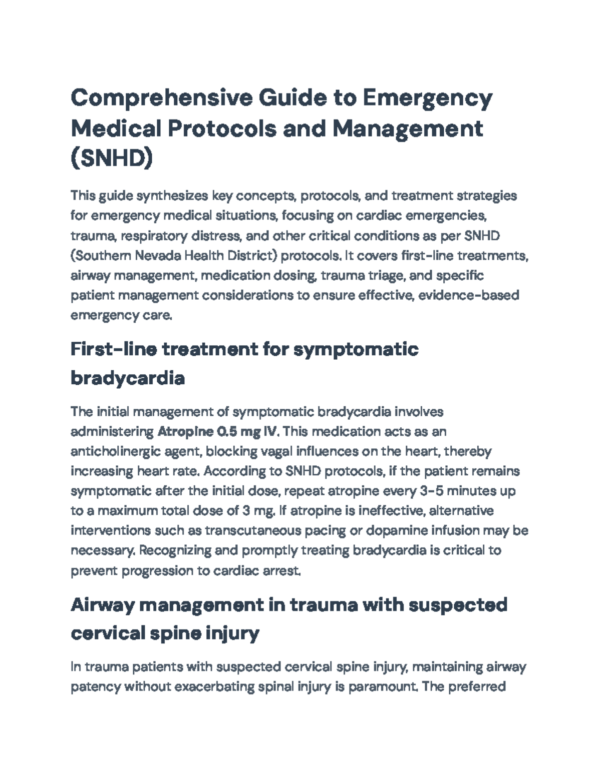 Comprehensive Emergency Medical Protocols & Management Guide (SNHD ...